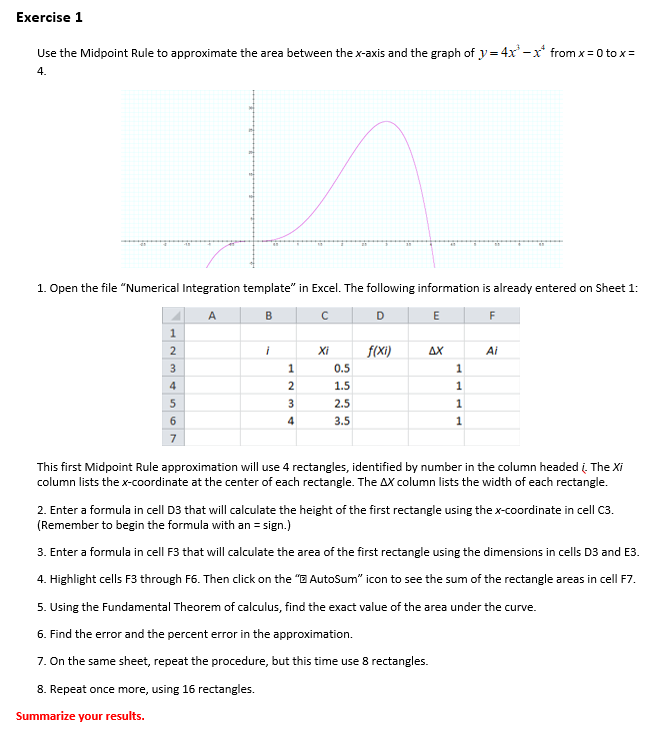 Exercise 1 Use the Midpoint Rule to approximate the | Chegg.com