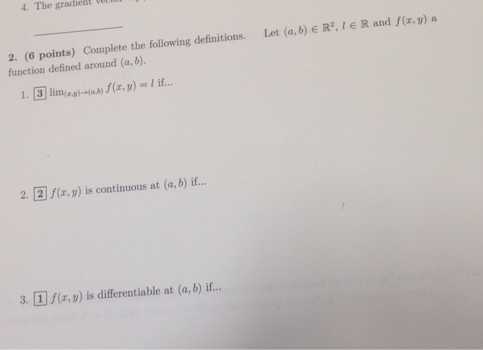 Solved Complete the following definitions. Let (a, b) G R^2, | Chegg.com Solved Complete the following definitions. Let (a, b) G R^2, | Chegg.com