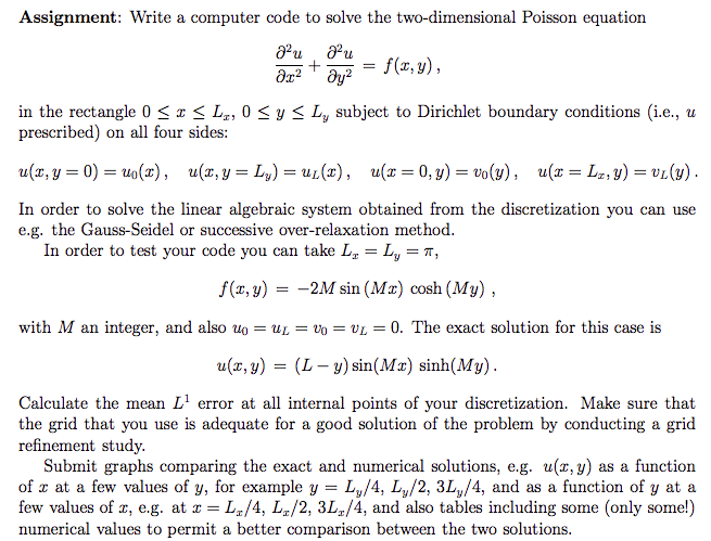 Assignment: Write a computer code to solve the | Chegg.com