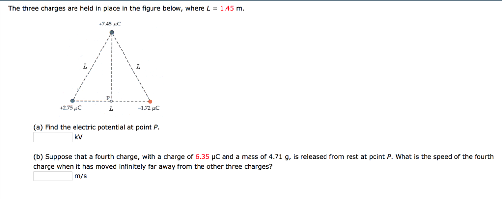Solved The three charges are held in place in the figure | Chegg.com
