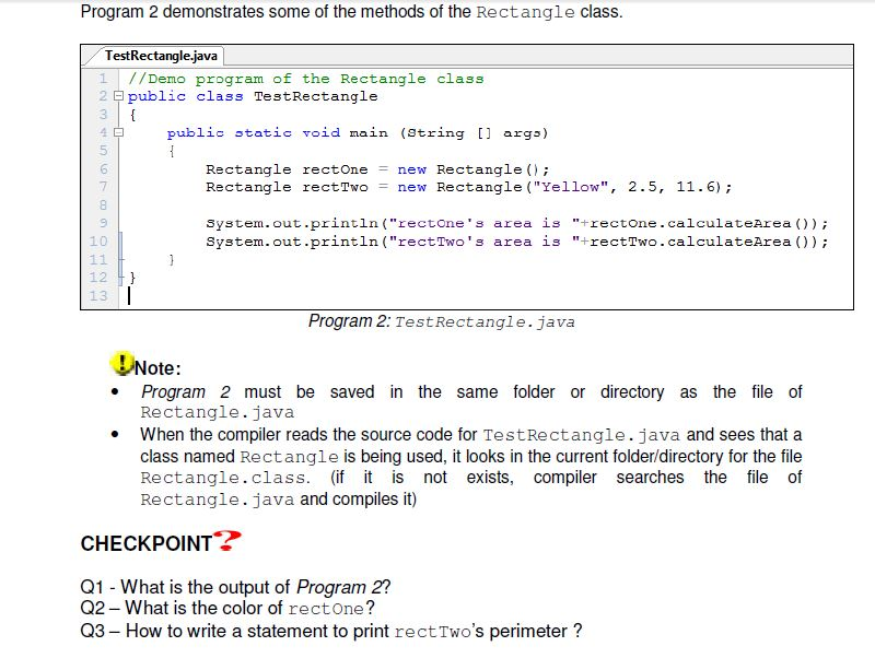 Program 2 demonstrates some of the methods of the | Chegg.com
