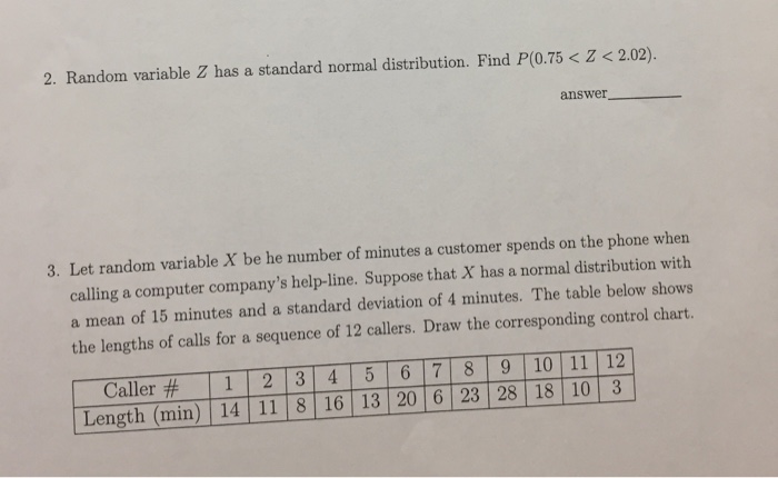 Solved Random Variable Z Has A Standard Normal Distribution 