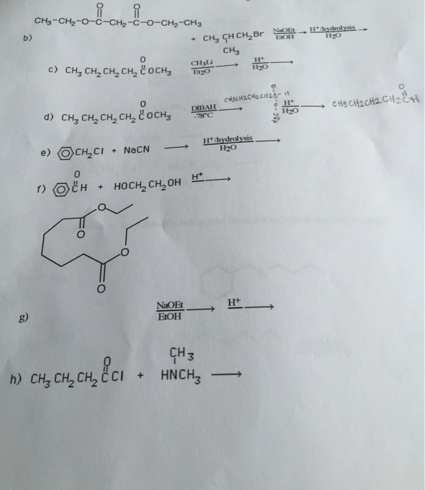 Solved CH3-CH2-O-C-CH2-C-o-CH2-CH3 b) CH3 0 DIBAH age d) CH3 | Chegg.com