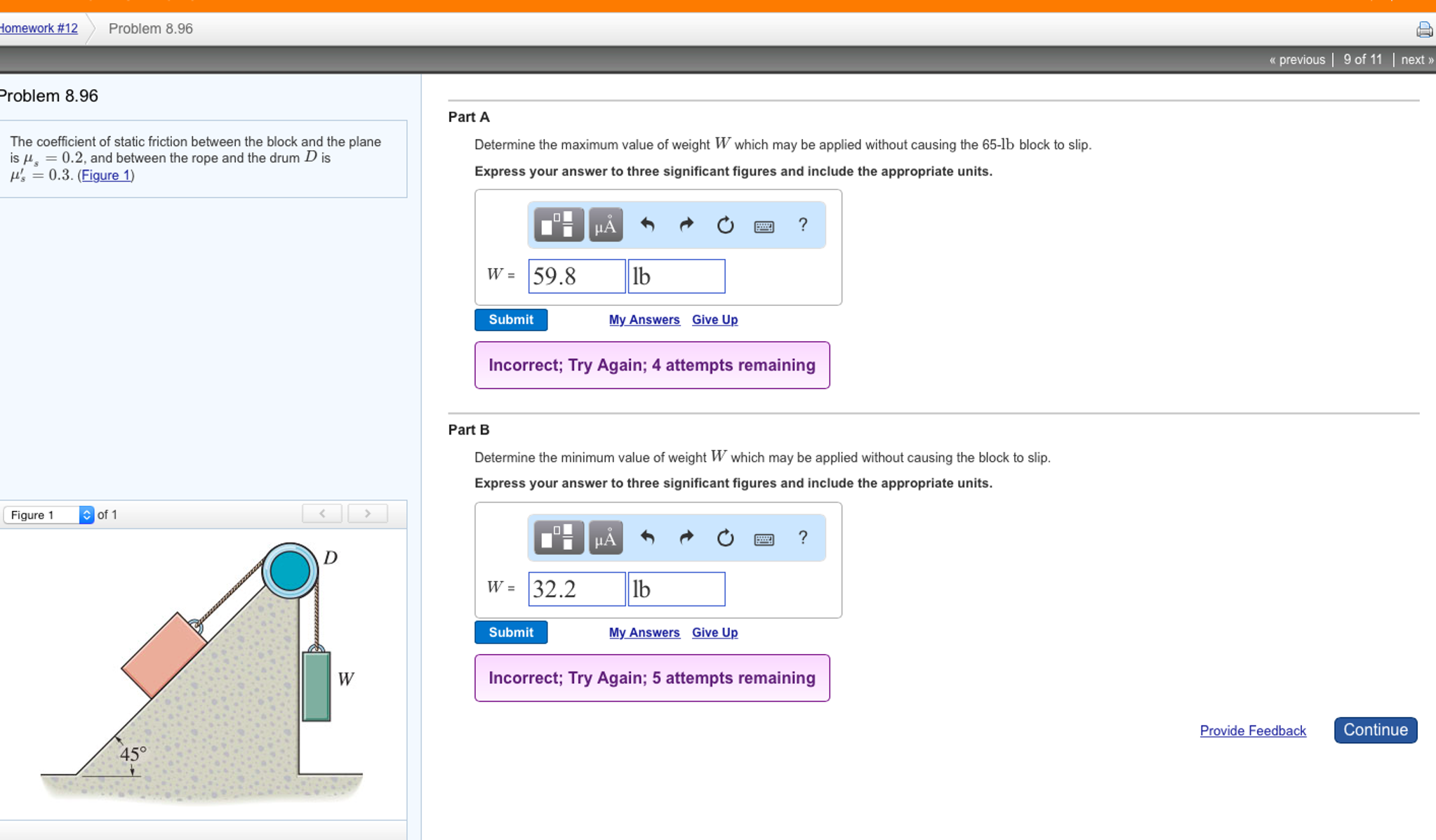 Solved The coefficient of static friction between the block | Chegg.com