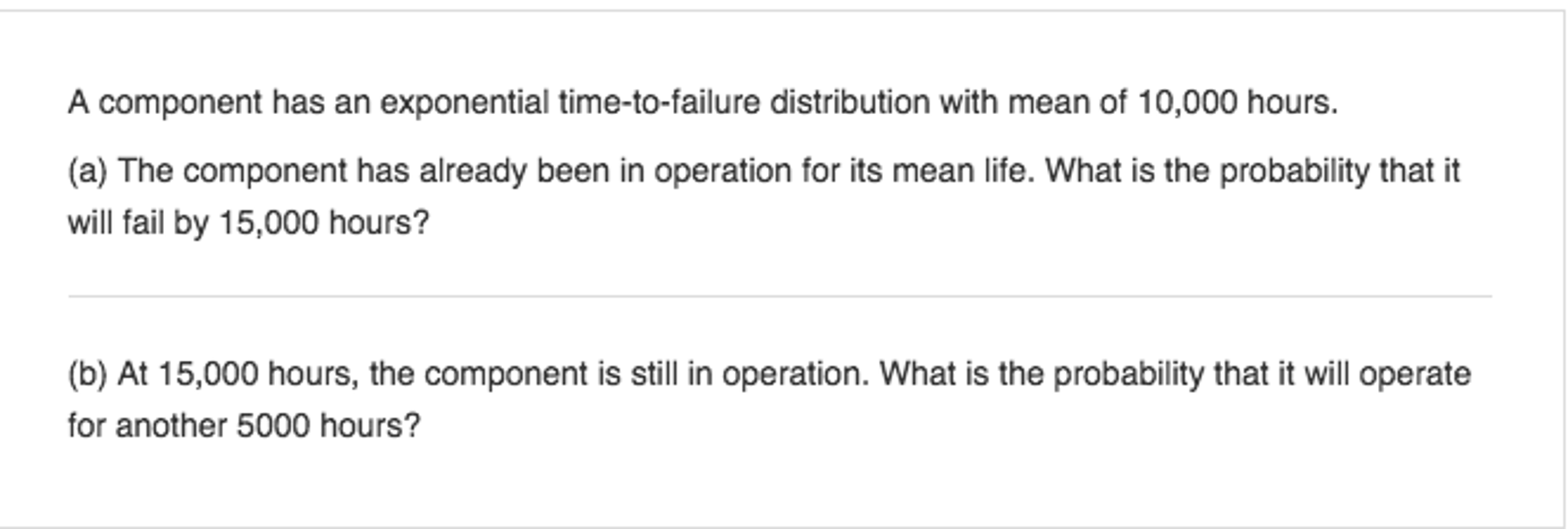 Solved A component has an exponential time-to-failure | Chegg.com Solved A component has an exponential time-to-failure | Chegg.com