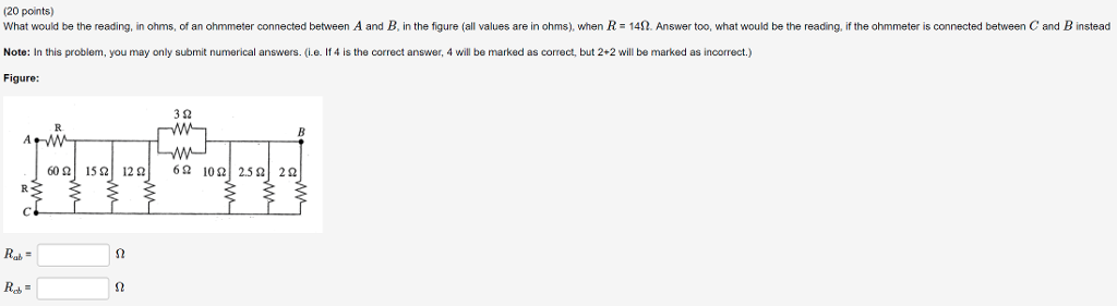Solved (20 points) What would be the reading, in ohms, of an | Chegg.com
