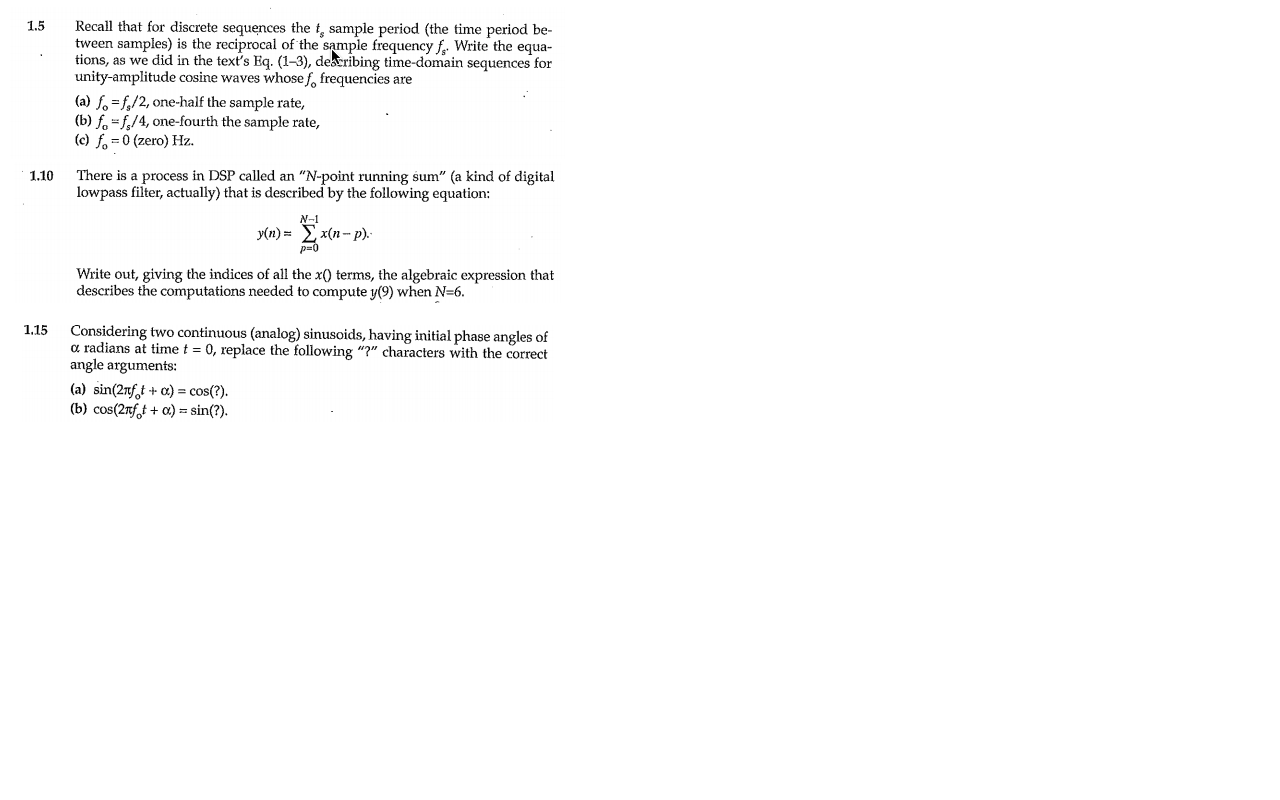 1.5 Recall that for discrete sequences the ts sample | Chegg.com