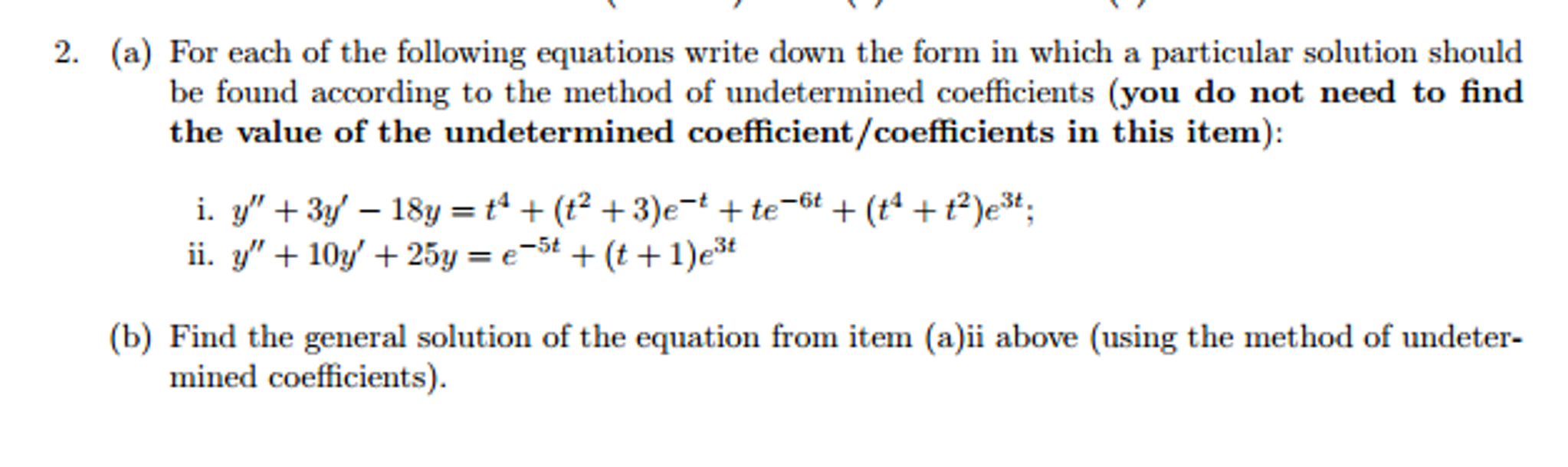 Solved For each of the following equations write down the | Chegg.com