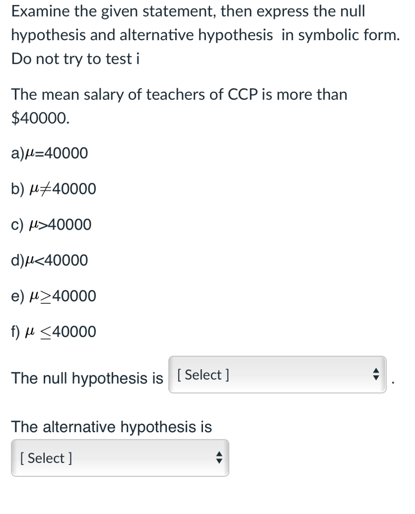 Solved Examine the given statement, then express the null Do | Chegg.com