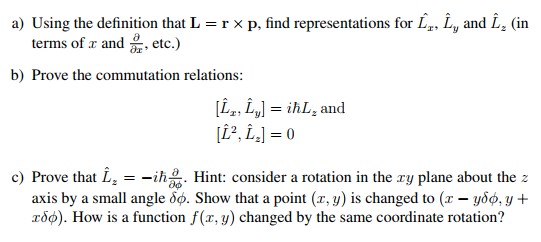 Solved a) Using the definition that L = r × p, find | Chegg.com