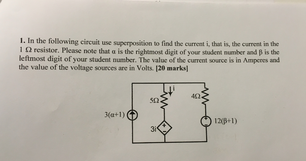 Solved 1. In the following circuit use superposition to find | Chegg.com