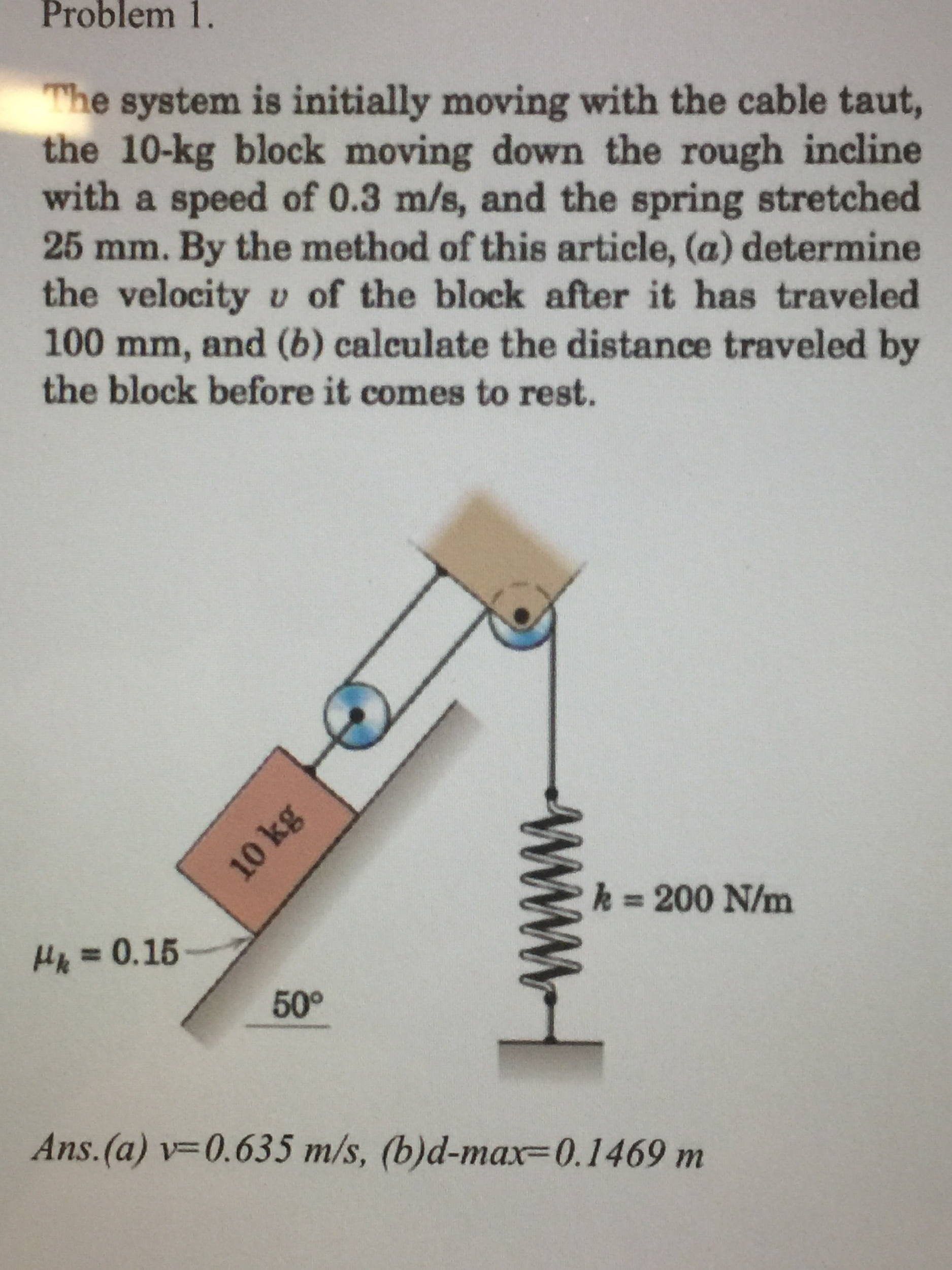 Solved The system is initially moving with the cable taut, | Chegg.com