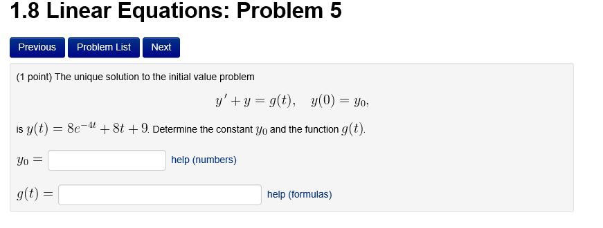 Solved The unique solution to the initial value problem y' | Chegg.com