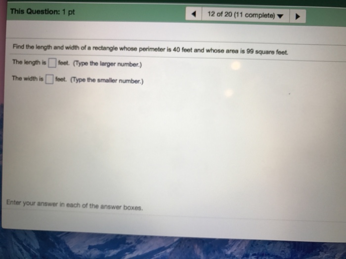 Solved Find the length and width of a rectangle whose | Chegg.com