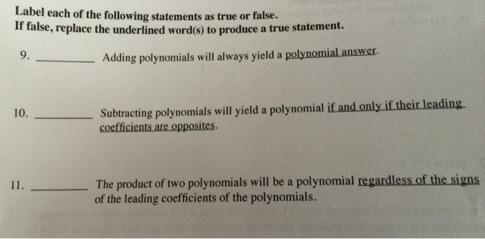 Solved Label each of the following statements as true or | Chegg.com