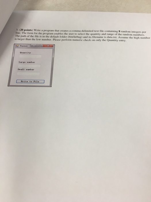 Solved Write A Program Dial Creates A Comma Delimited Text