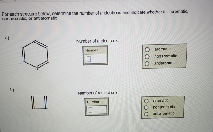 Solved For each structure below, determine the number of pi | Chegg.com