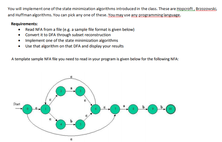 Solved You will implement one of the state minimization | Chegg.com
