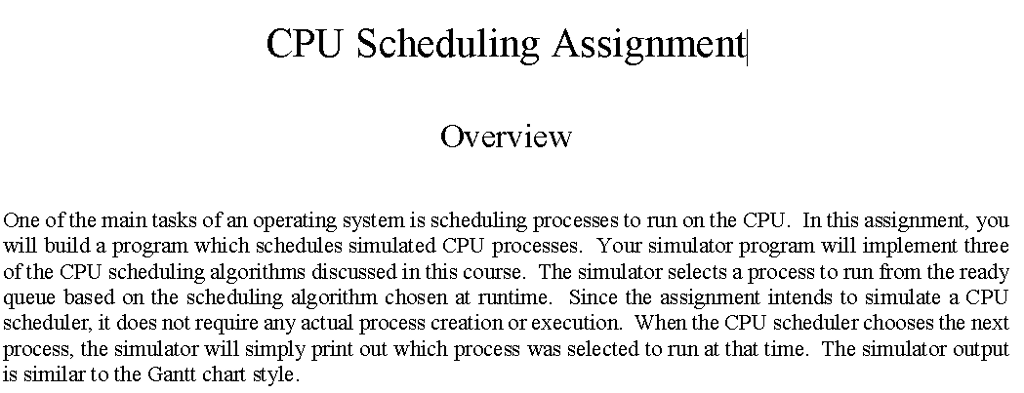 Cpu Scheduling Assignment Overview One Of The Main