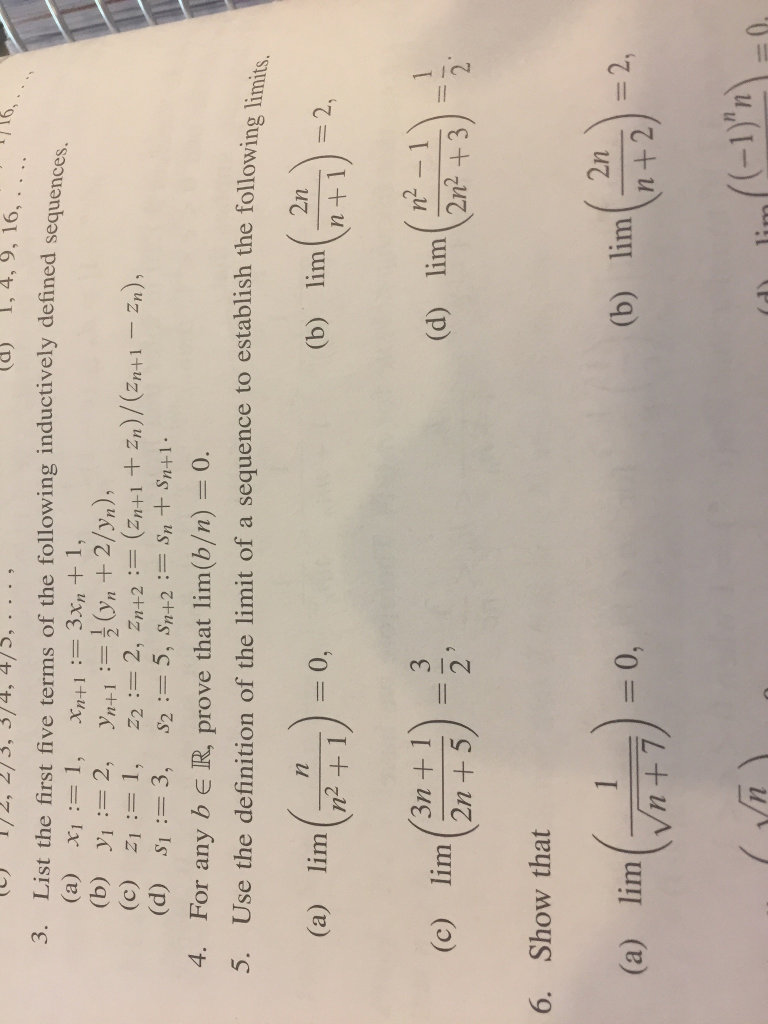 Solved List the first five terms of the following | Chegg.com