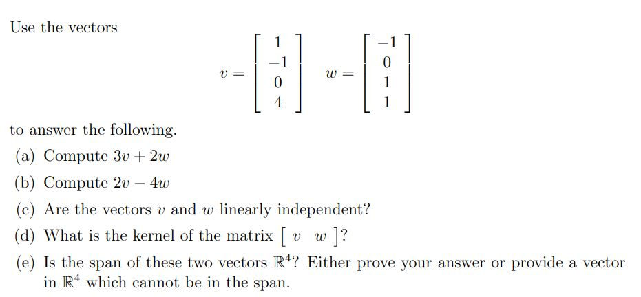 Solved Use the vectors 0 to answer the following (a) Compute | Chegg.com