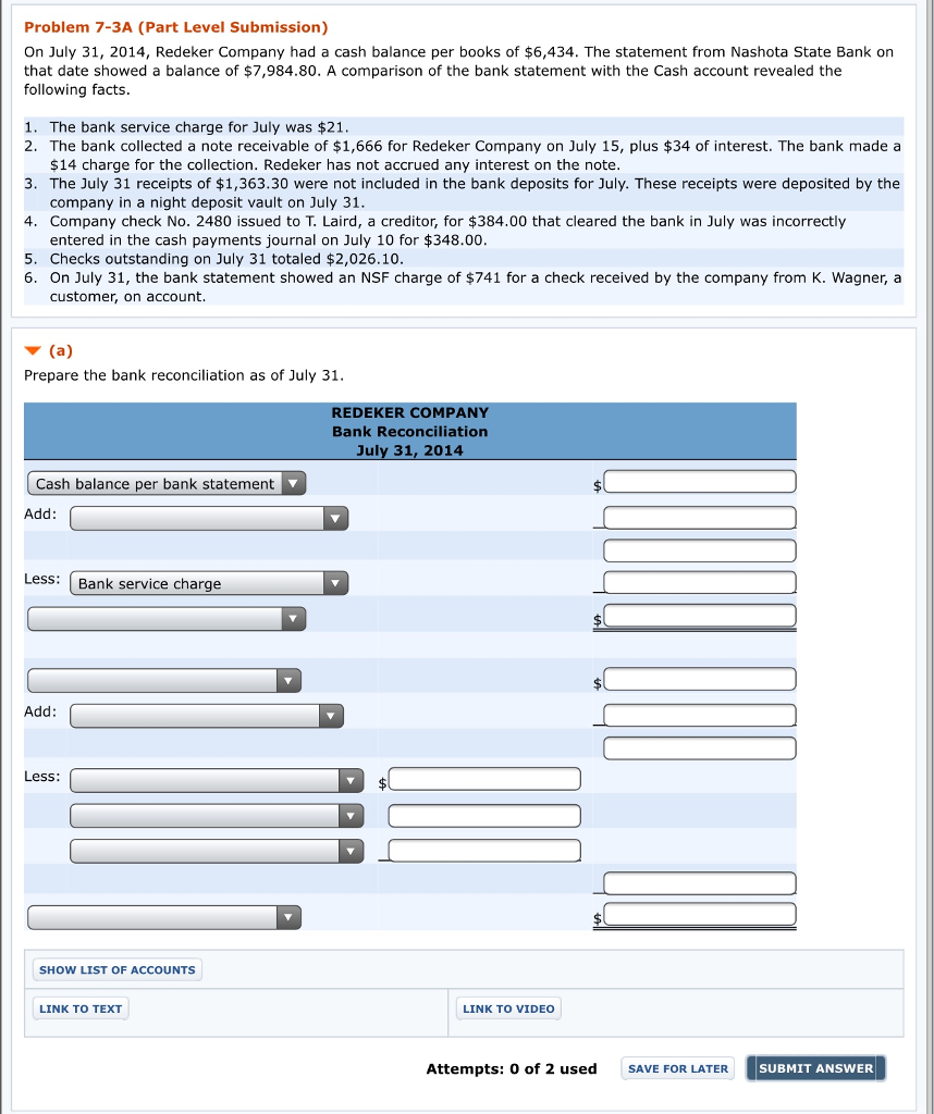 Solved Problem 7-3A (Part Level Submission) On July 31, | Chegg.com