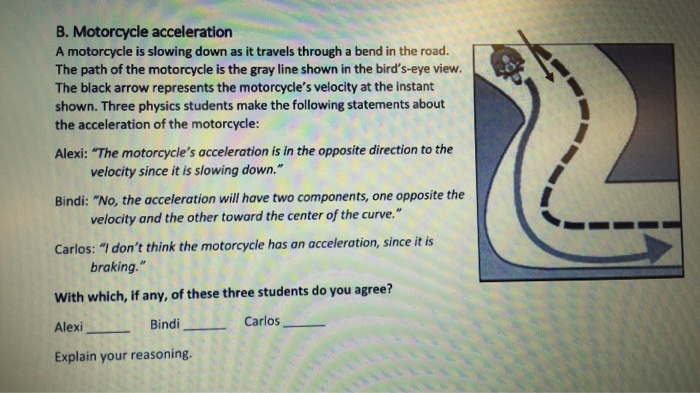Solved Motorcycle acceleration A motorcycle is slowing down | Chegg.com