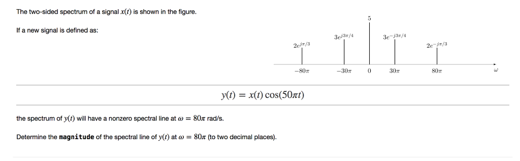 Solved The two-sided spectrum of a signal x() is shown in | Chegg.com