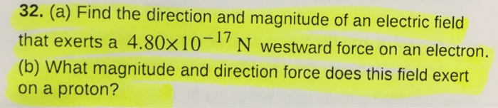 Solved Find the direction and magnitude of an electric field | Chegg.com