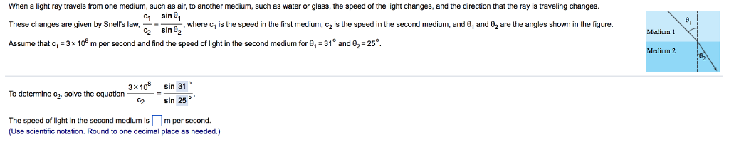 Solved When a light ray travels from one medium, such as | Chegg.com