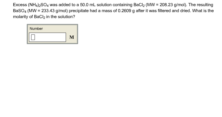 Solved Excess (NH_4_)2SO_4 was added to a 50.0 mL solution | Chegg.com
