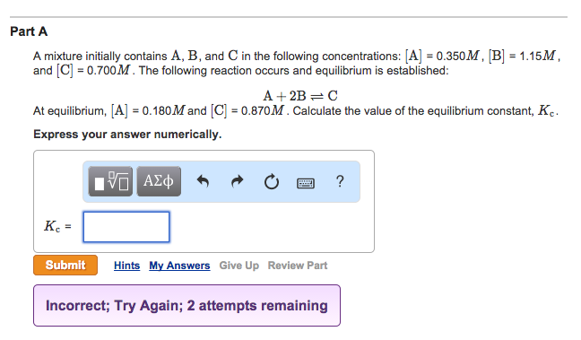 Solved Part A A mixture initially contains A. B, and C in | Chegg.com