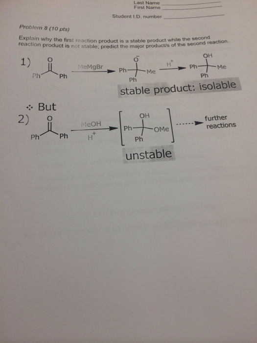 Solved Explain why the first reaction product is a stable | Chegg.com