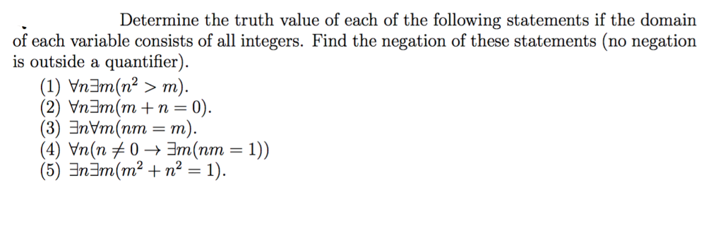 Solved Determine The Truth Value Of Each Of The Following