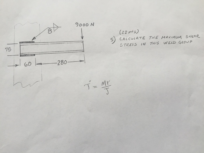 Calculate the maximum shear stress in this weld | Chegg.com
