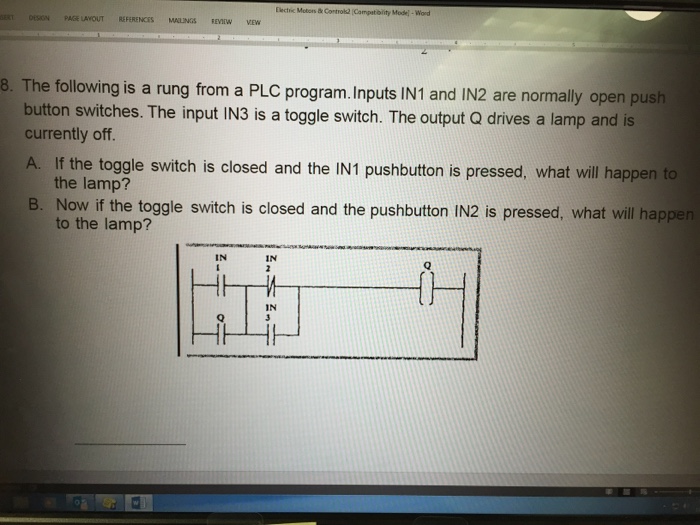 Solved The following is a rung from a PLC program. Inputs | Chegg.com