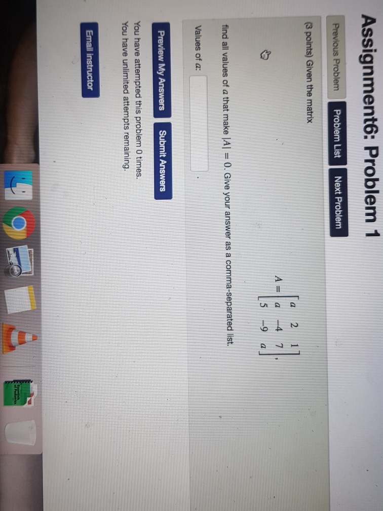 Solved Assignment6: Problem 1 Previous Problem Problem List | Chegg.com
