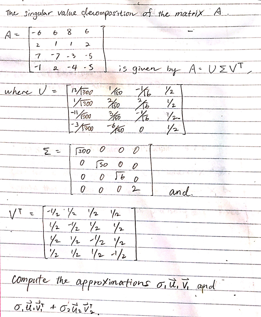 Solved where U = [ u1, u2, u3, u4] and V = [v1, v2, v3, v4]. | Chegg.com