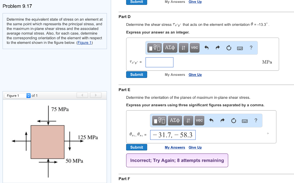 Solved Problem 9.17 Determine the equivalent state of stress | Chegg.com Solved Problem 9.17 Determine the equivalent state of stress | Chegg.com