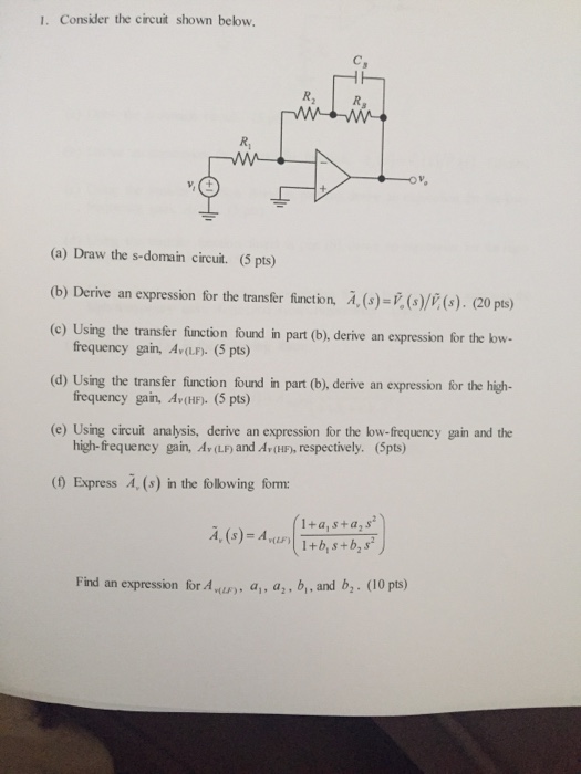 Solved Consider the circuit shown below. Draw the s-domain | Chegg.com
