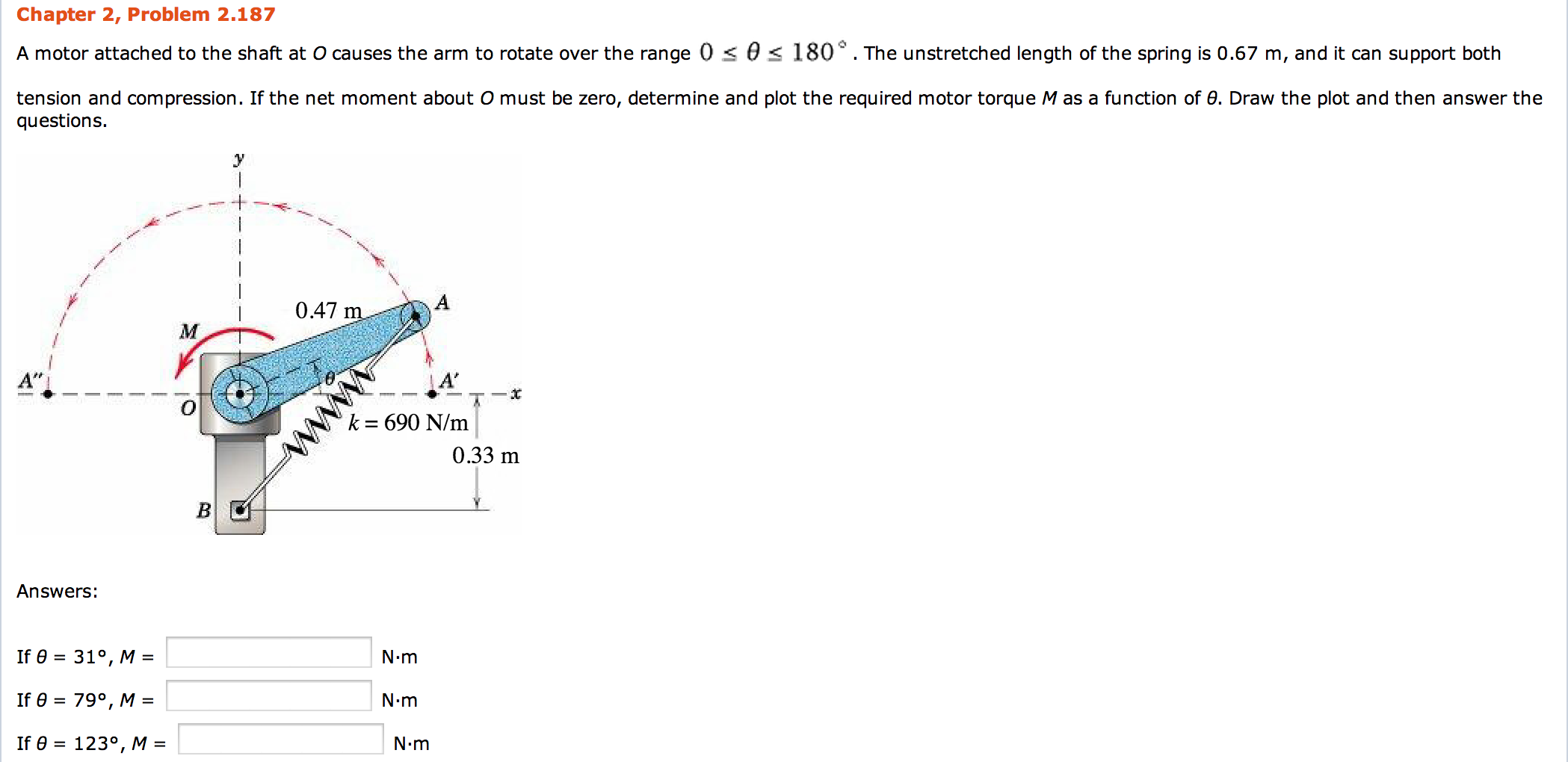 Solved A motor attached to the shaft at O causes the arm to | Chegg.com