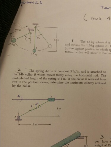 Solved The spring AB is of constant 3lb/in and is attached | Chegg.com