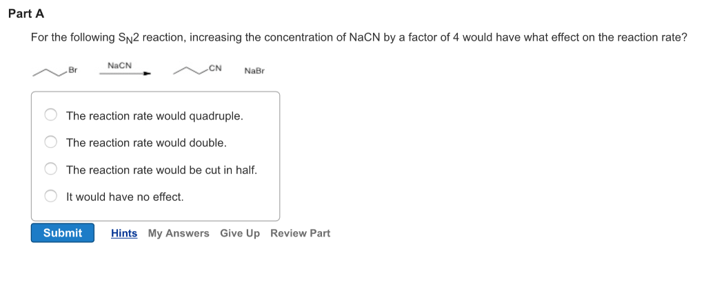 Solved Part A Consider the substitution reaction of | Chegg.com