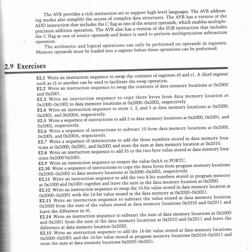 Solved The AVR provides a rich instruction set to support | Chegg.com