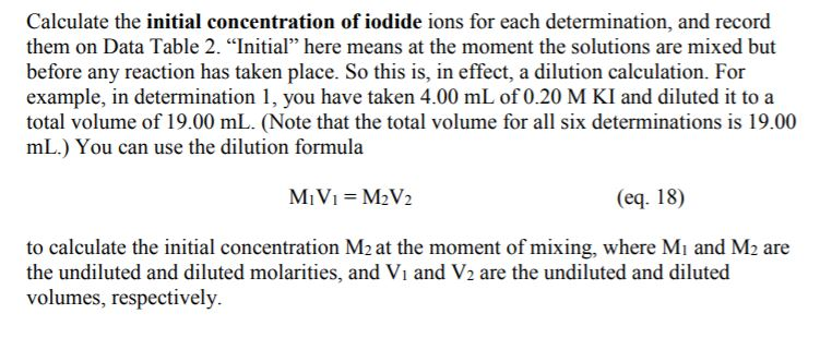 Solved All i need is the initial concentrations of for [I-] | Chegg.com