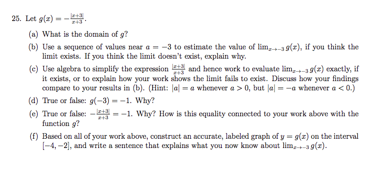 Solved 25. Let g(x)-- 3 (a) What is the domain of g? (b) Use | Chegg.com