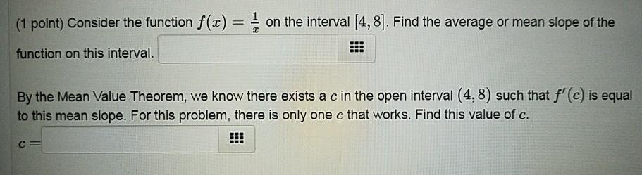 Solved (1 point) Consider the function f(x) = 1 on the | Chegg.com