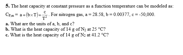 Solved The heat capacity at constant pressure as a function | Chegg.com