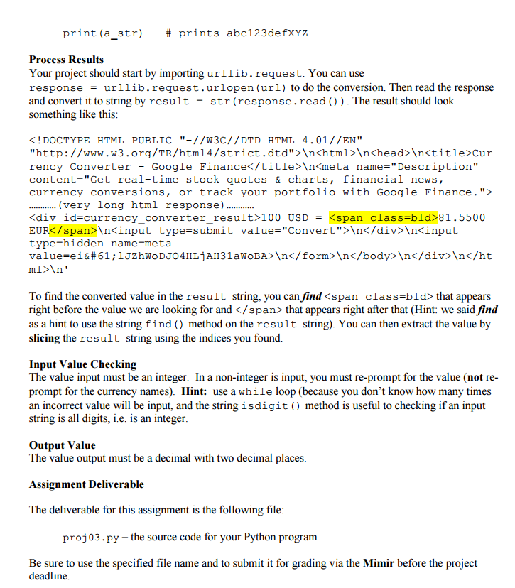 Solved Project Description Your program must meet the | Chegg.com