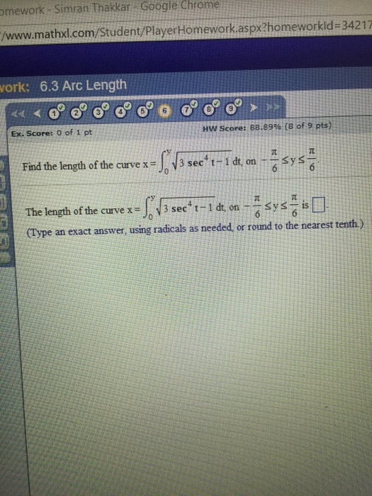 Solved Find the length of the curve x = square root of 3 | Chegg.com